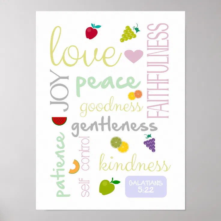 fruit of the Holy Spirit cute christian poster | Zazzle