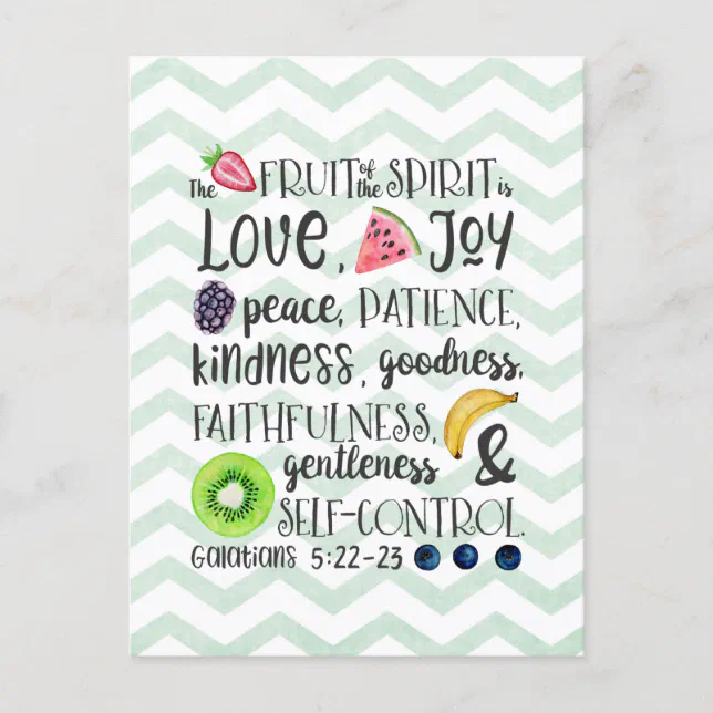 Fruit of the Spirit, Bible Verse Christian Postcard | Zazzle