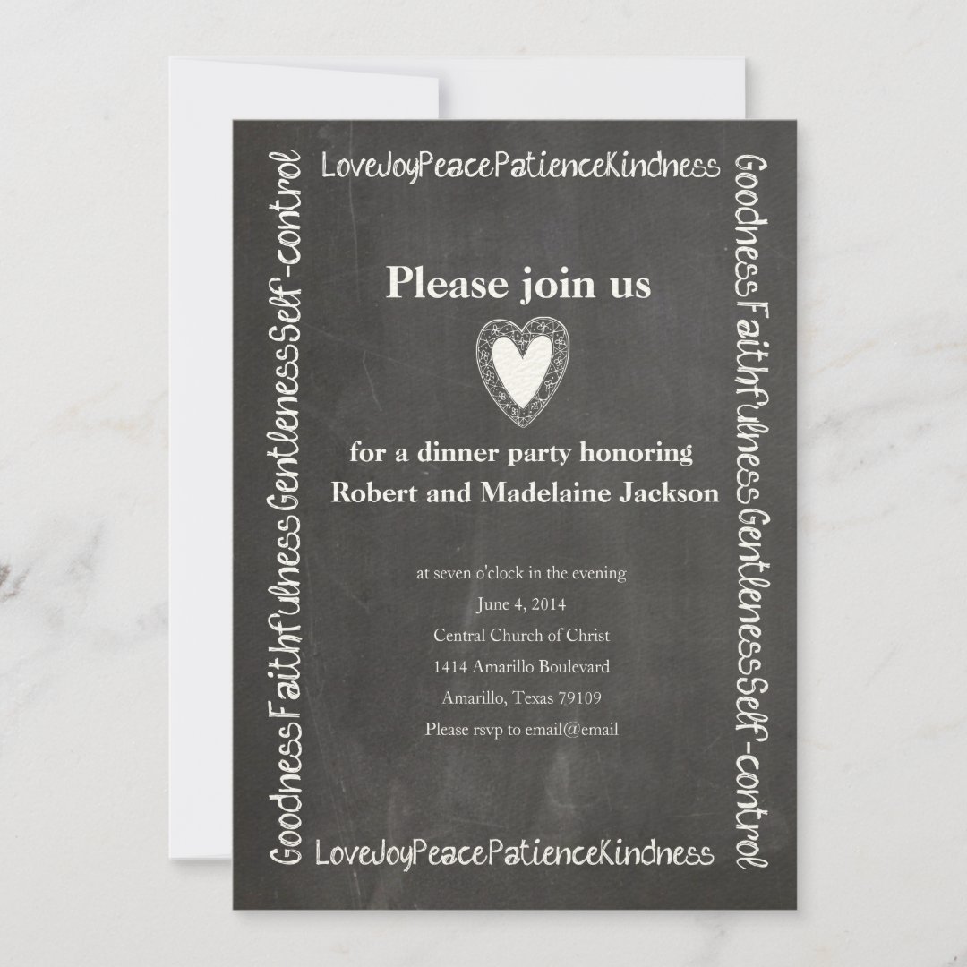 Fruit of the Spirit Chalkboard Anniversary Party Invitation | Zazzle