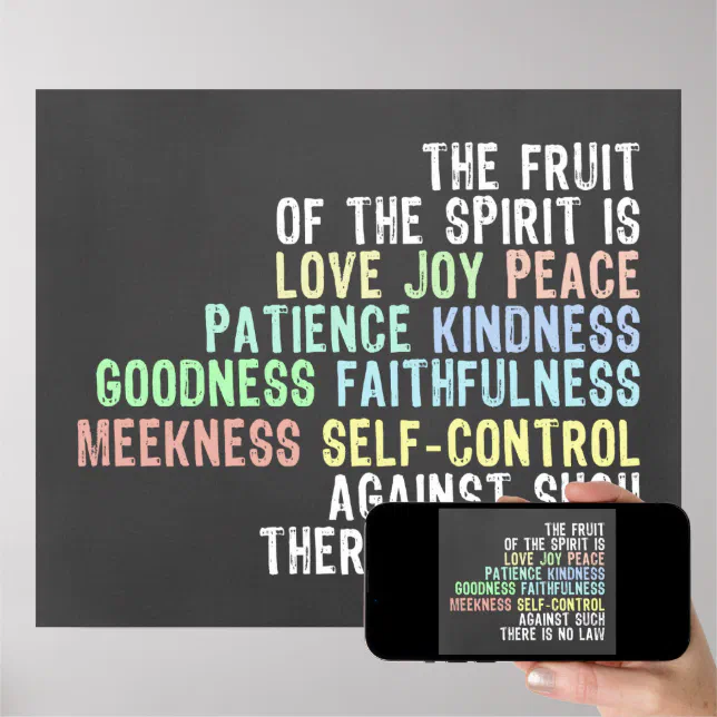 Fruit of the Spirit Chalkboard Look Bible Verse Poster | Zazzle