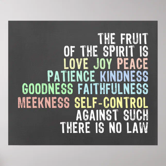 Fruit of the Spirit Chalkboard Look Bible Verse Poster | Zazzle