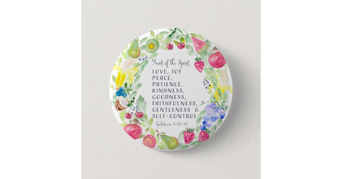 Fruit Of the Spirit Watercolor Artwork Button | Zazzle