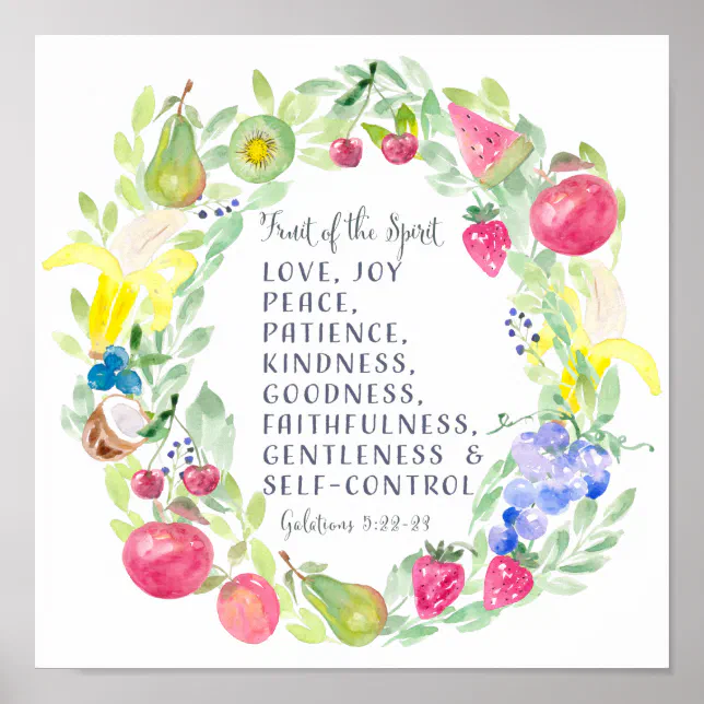 Fruit Of the Spirit Watercolor Artwork Poster | Zazzle