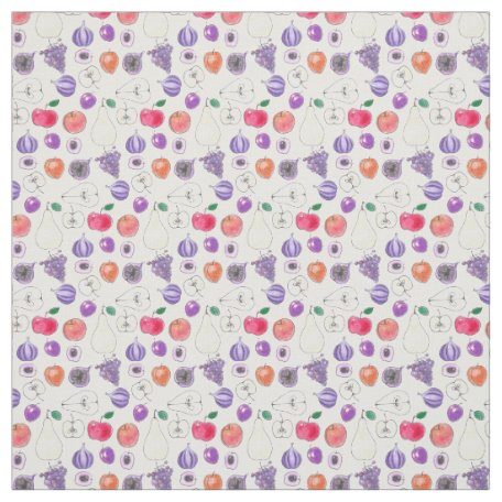 Fruits Drawing Pattern Fabric | Zazzle