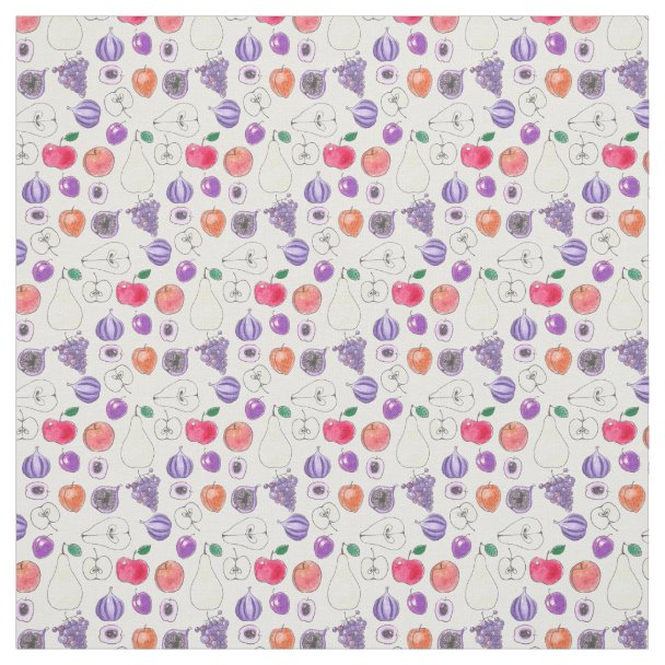 Fruits Drawing Pattern Fabric | Zazzle