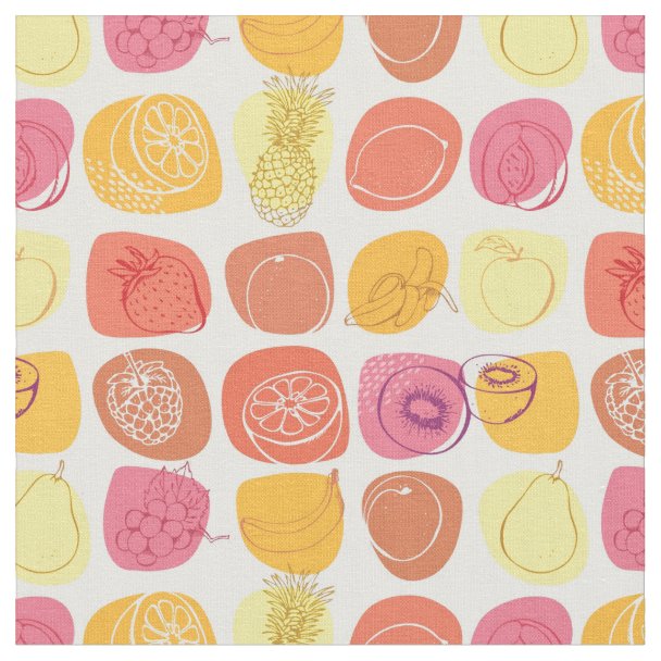 Fruits Drawing Pattern Fabric | Zazzle