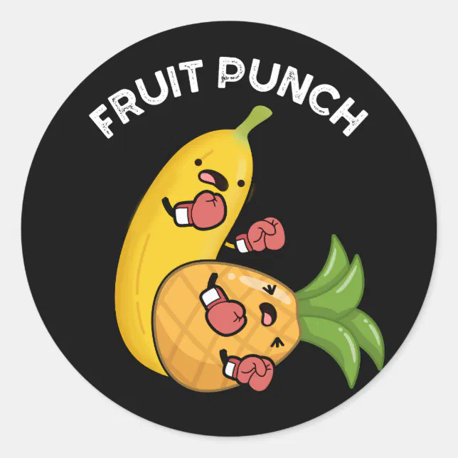 Fruit Punch Funny Drink Pun Dark BG Classic Round Sticker | Zazzle