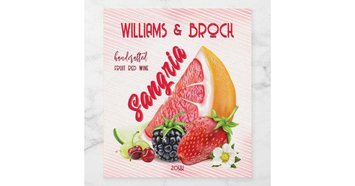 Fruit Sangria Wedding Wine Label | Zazzle