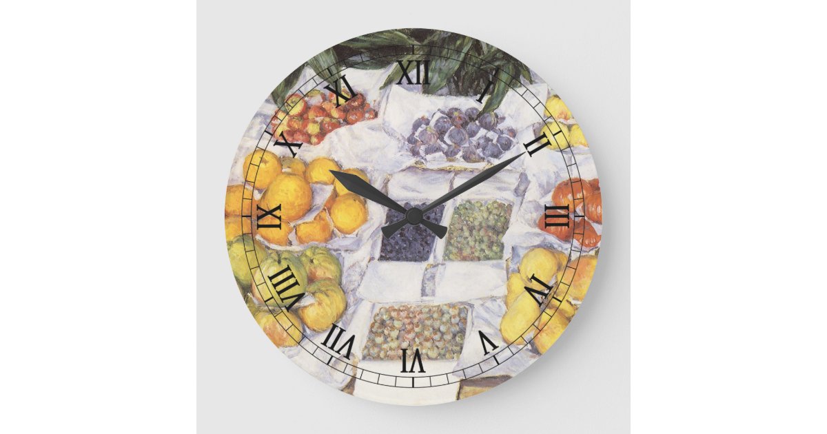 Fruit Stand by Gustave Caillebotte, Vintage Art Large Clock | Zazzle