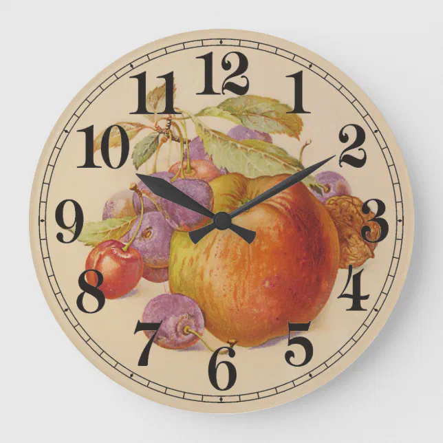 Fruit Still Life Large Clock | Zazzle