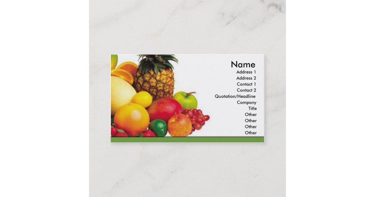 fruit & vegetables Business Card | Zazzle