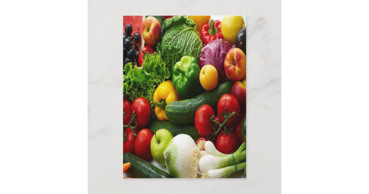 FRUIT & VEGETABLES POSTCARD | Zazzle