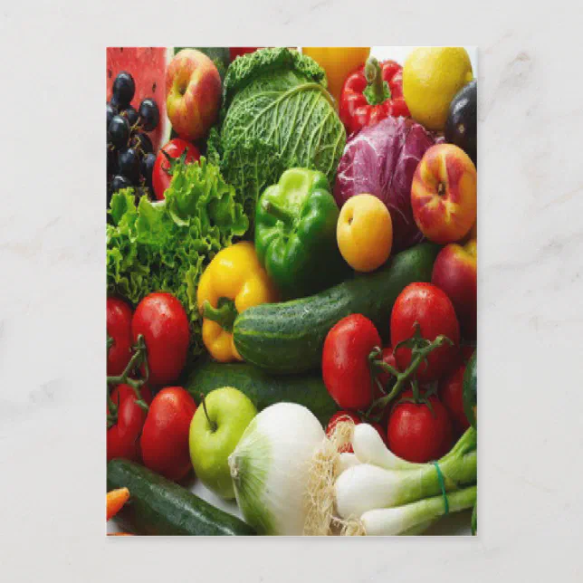 FRUIT & VEGETABLES POSTCARD | Zazzle