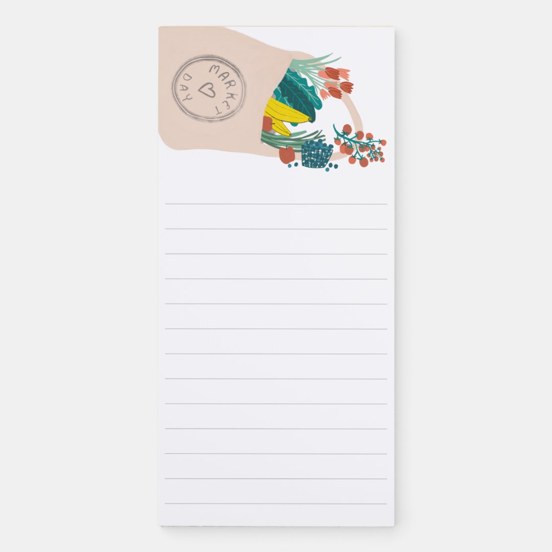 Fruit & Veggies Spilled Tote Grocery Shopping List Magnetic Notepad ...
