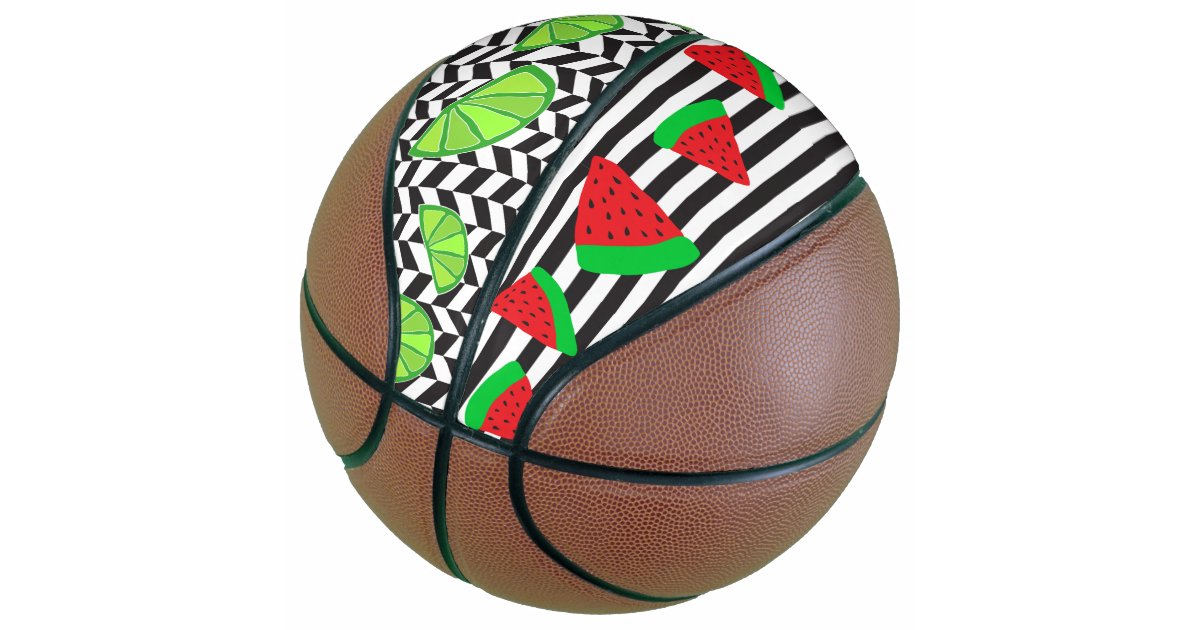 Fruit Watermelon Stripe Lime Herringbone Basketbal Basketball | Zazzle