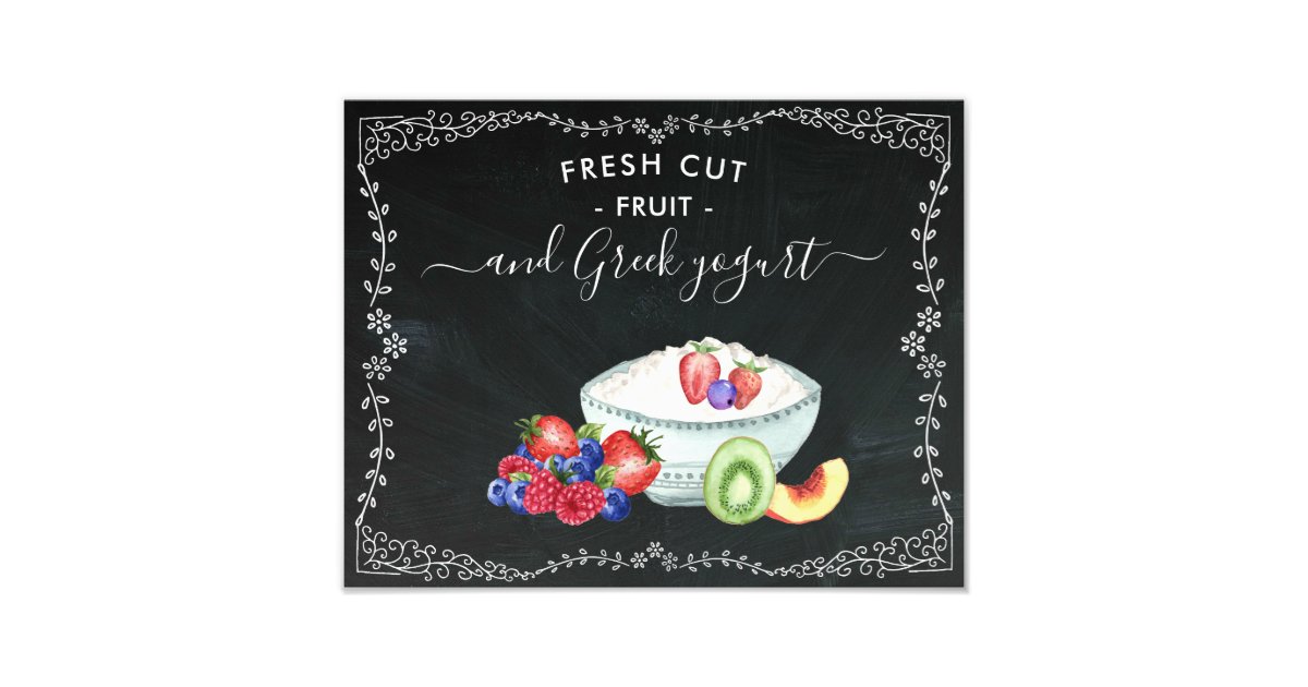 Fruit & Yogurt Station Chalkboard Sign | Zazzle