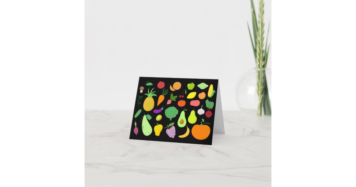 Fruits and Vegetables Blank Note Card | Zazzle