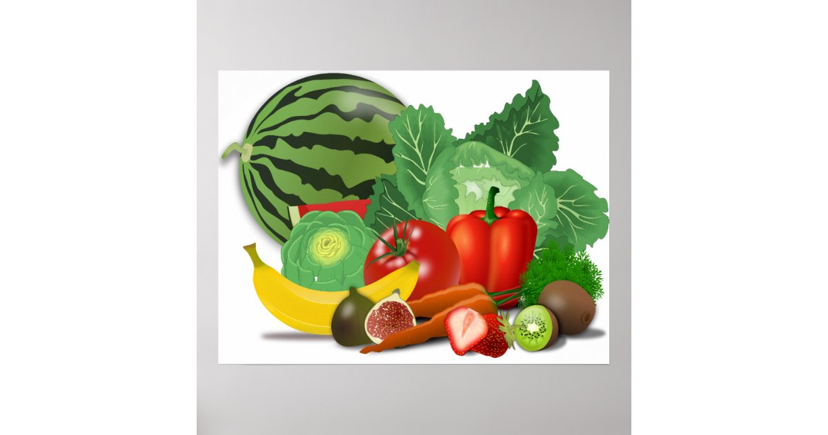 Fruits and vegetables poster | Zazzle