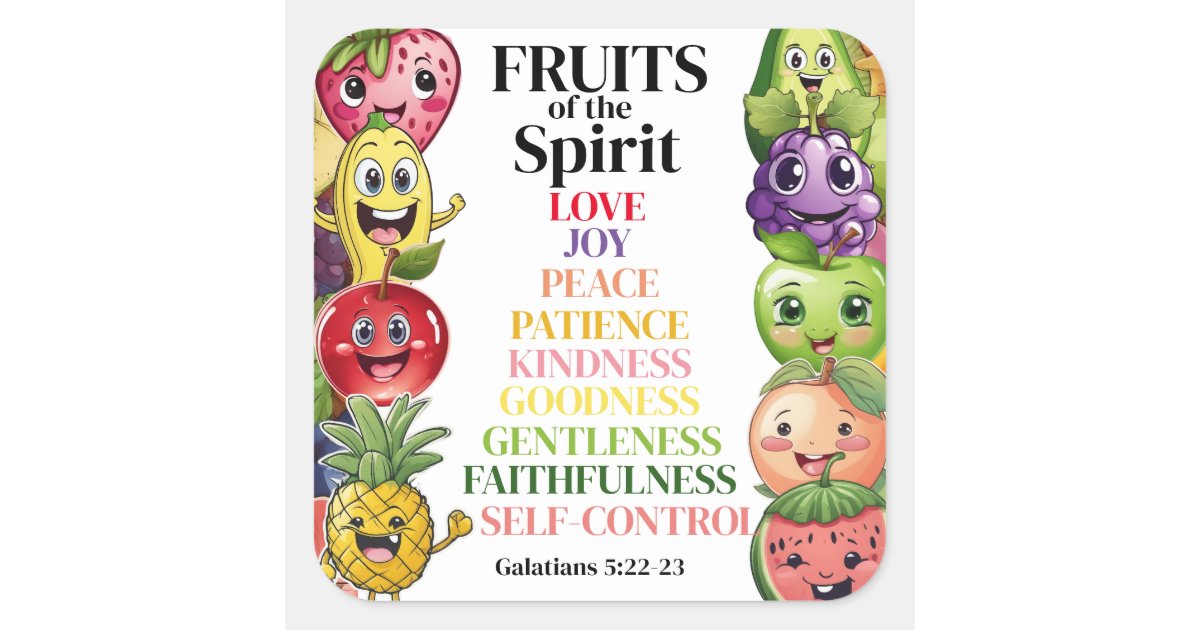 Fruits of The Spirit Square Sticker | Zazzle
