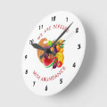 Fruits Vegetables Cornucopia Motivational Quote Round Clock | Zazzle