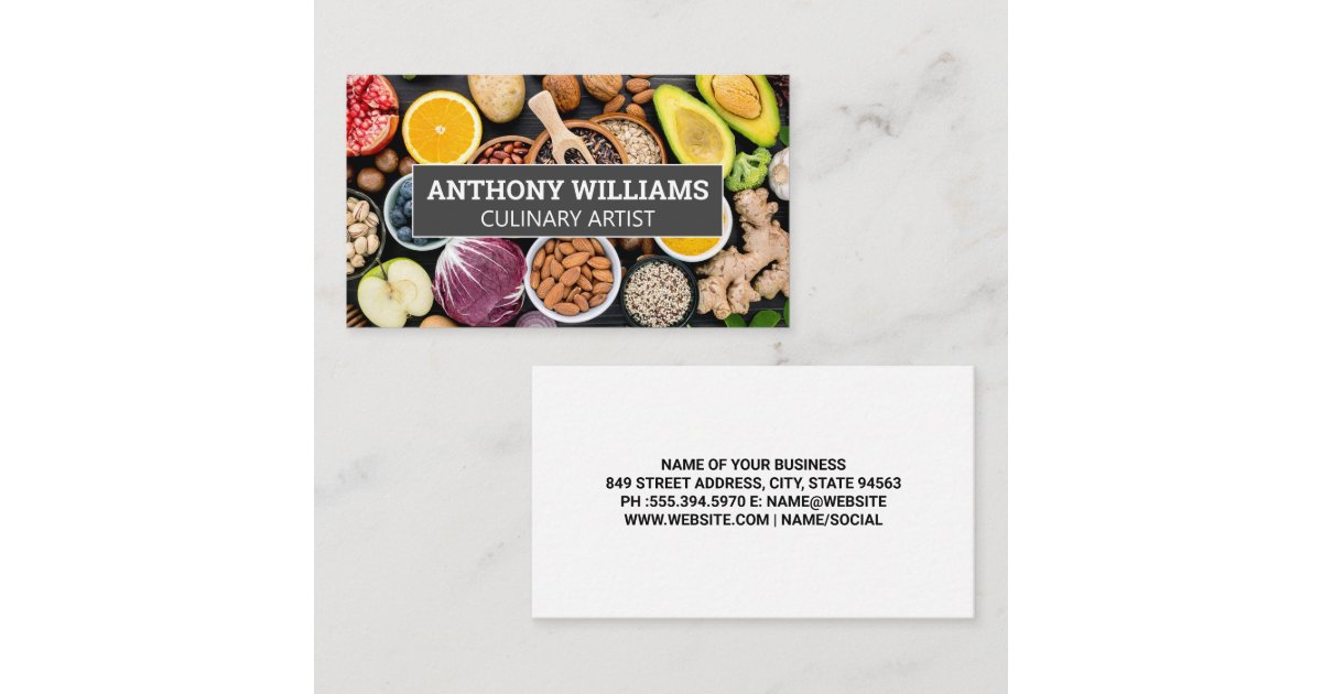 Fruits Vegetables Nuts Herbs Spices Business Card | Zazzle