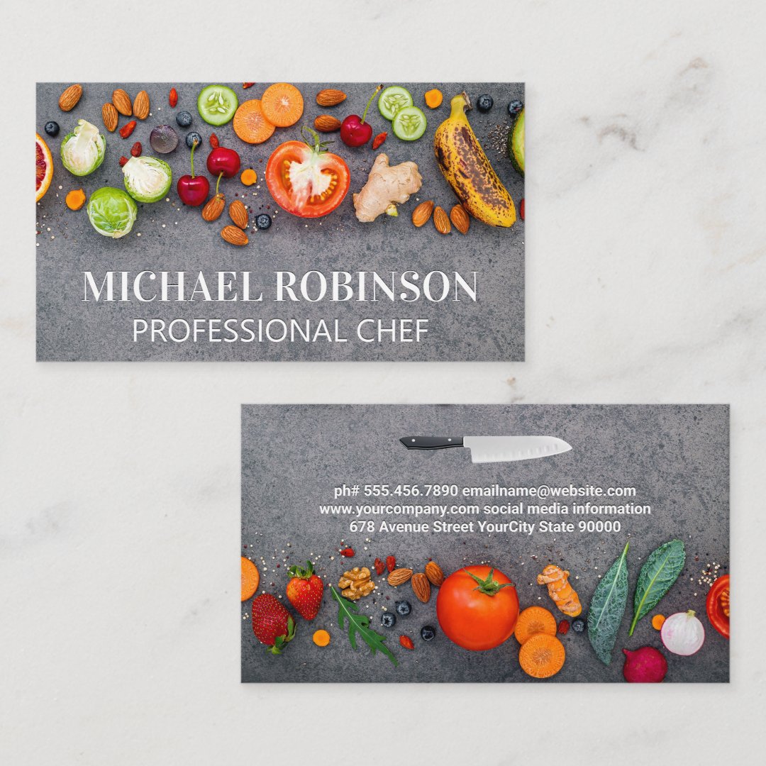 Fruits Vegetables Nuts Spices | Culinary Business Card | Zazzle
