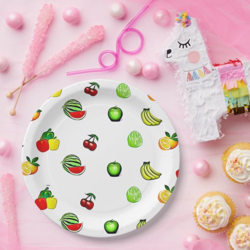 Fruits & Veggies Graphics Food Party Paper Plate | Zazzle