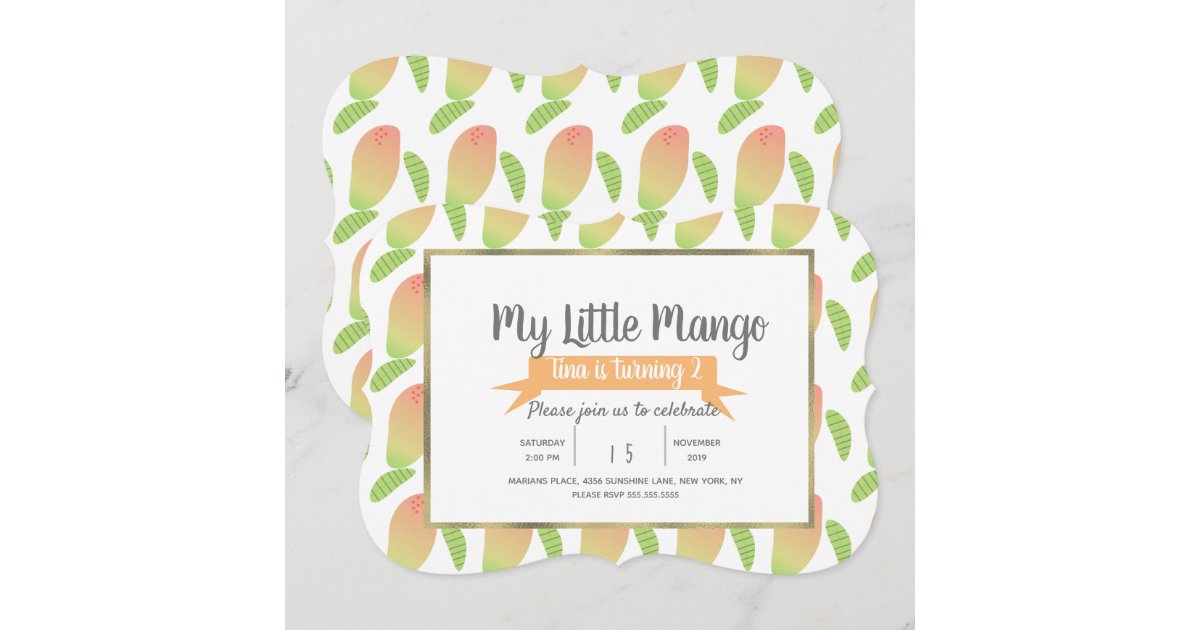 Fruity Little Mango Invitation | Zazzle