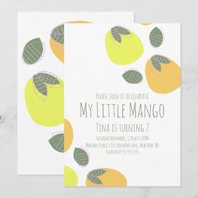 Fruity Little Mango Tropical Invitation | Zazzle
