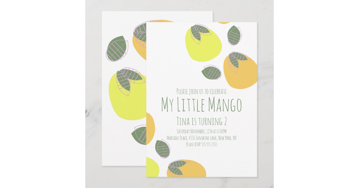 Fruity Little Mango Tropical Invitation | Zazzle