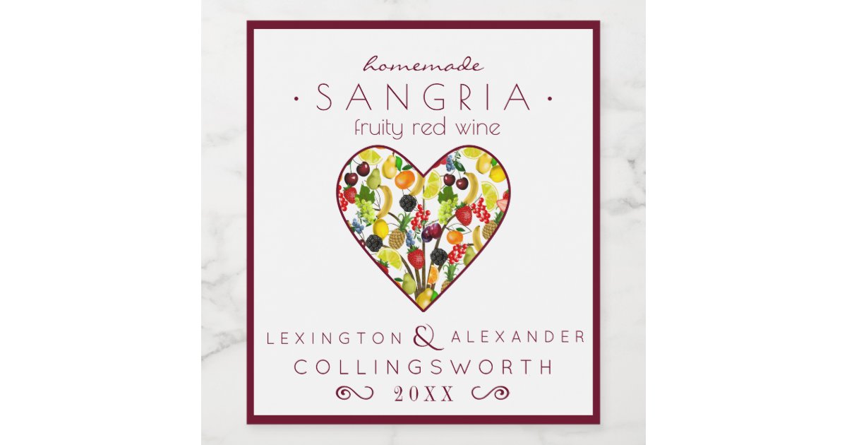 Fruity Sangria Red Wine Label | Zazzle