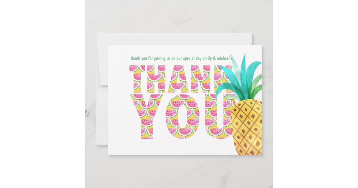 Fruity Tropical THANK YOU Watermelon Pineapple | Zazzle