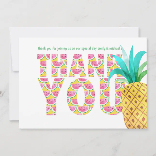 Fruity Tropical THANK YOU Watermelon Pineapple | Zazzle