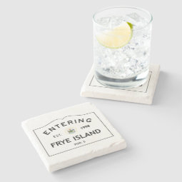 Frye Island Sign, Frye Island Maine, Population 5 Stone Coaster | Zazzle