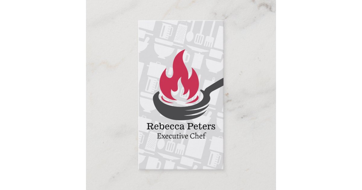 Frying Pan Fire | Cooking Utensils Business Card | Zazzle
