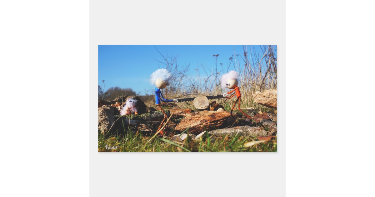 Fubby's who saw the trunk of tree. rectangular sticker | Zazzle