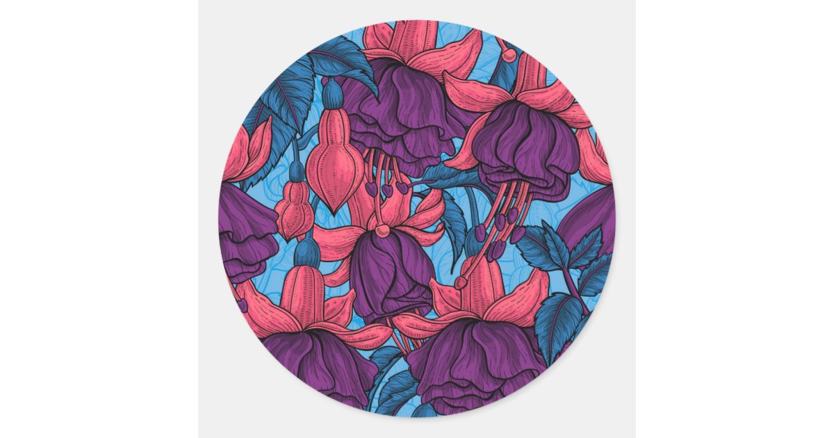 Fuchsia Classic Round Sticker | Zazzle