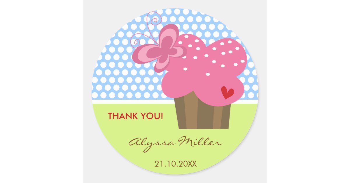 Fuchsia Cupcake Thank You Birthday Party Gift Tag | Zazzle