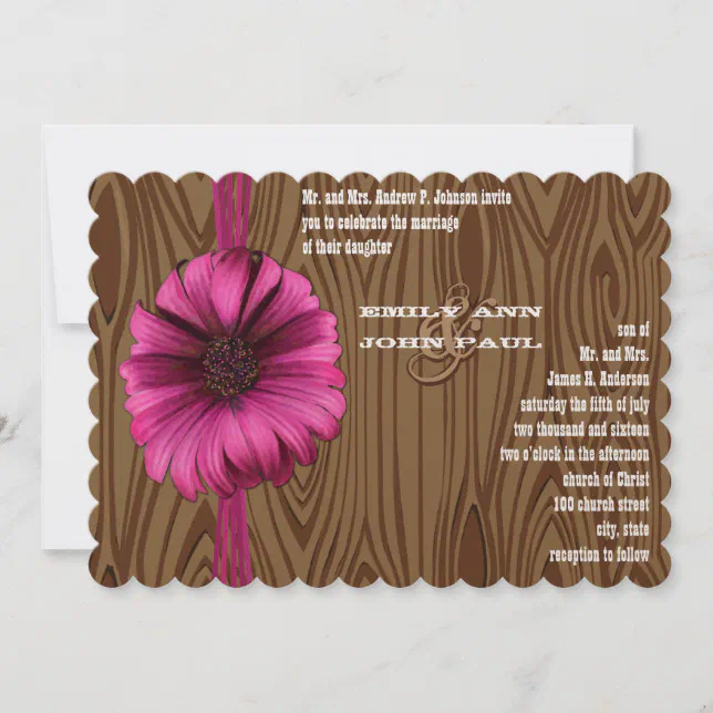 Fuchsia Gerber Daisy Wedding Invite | Zazzle
