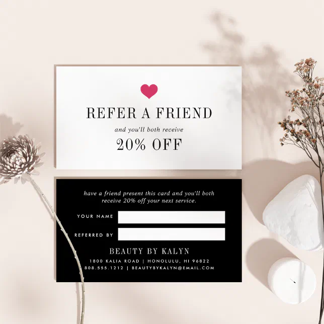 Fuchsia Heart Referral Card | Zazzle