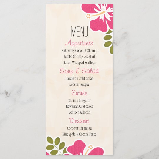Fuchsia Hibiscus Hawaiian Menu Cards | Zazzle.com
