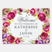 Fuchsia Pink Floral Romantic Wedding Welcome Yard Sign | Zazzle