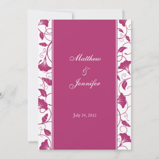 Fuchsia Pink Floral Wedding Reception Dinner Menu Invitation | Zazzle
