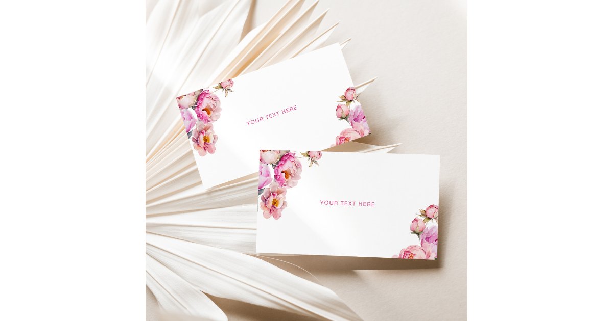 Fuchsia pink peony custom text enclosure card | Zazzle