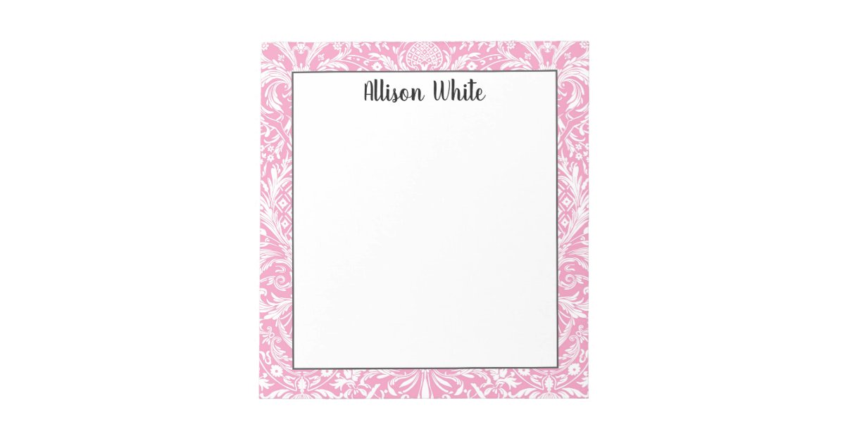 Fuchsia Pink Pineapple Victorian Vintage Damask Notepad | Zazzle