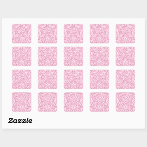 Fuchsia Pink Pineapple Victorian Vintage Damask Square Sticker | Zazzle