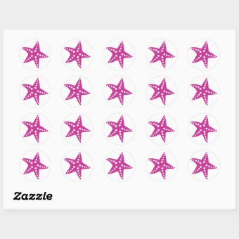 Fuchsia Pink Starfish Sticker, Beach Theme Classic Round Sticker | Zazzle