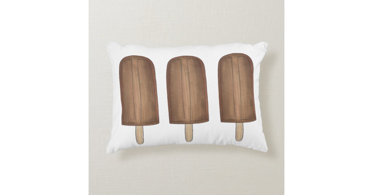Fudge Brown Ice Cream Pop Fudgesicles Popsicles Decorative Pillow | Zazzle