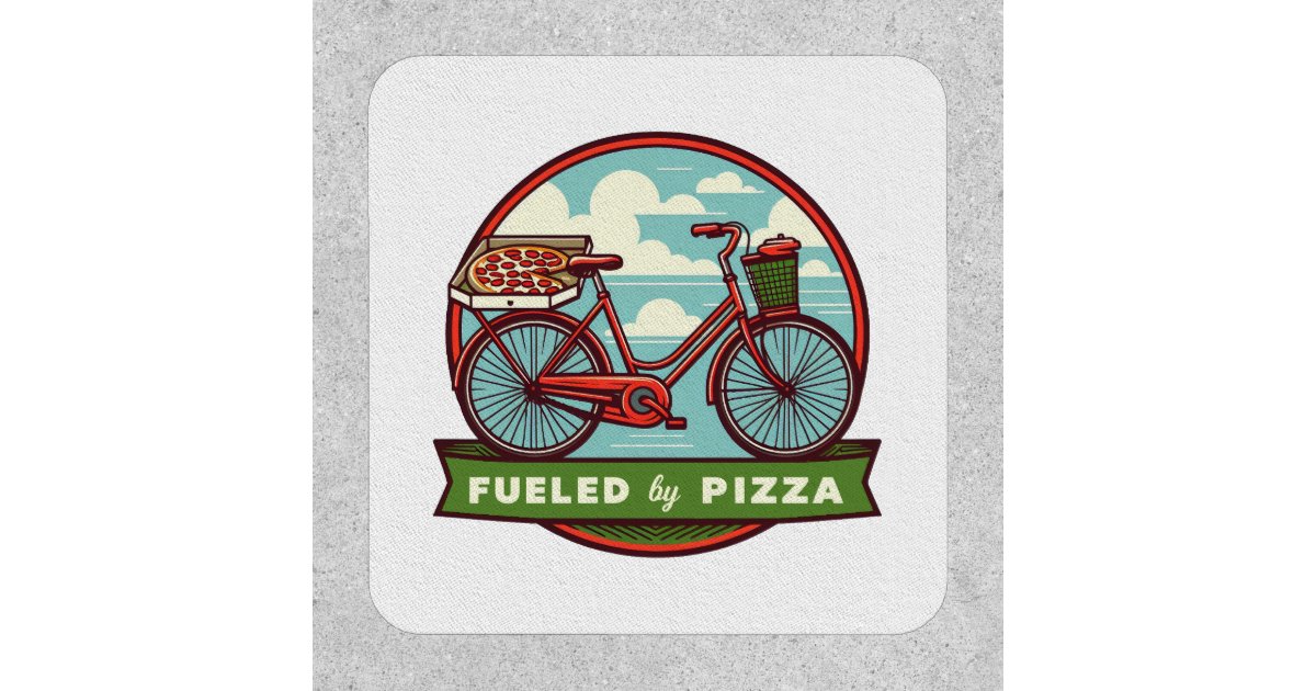 Fueled By Pizza Bike Patch | Zazzle