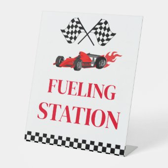 Fueling Station Race Car Birthday party Sign | Zazzle